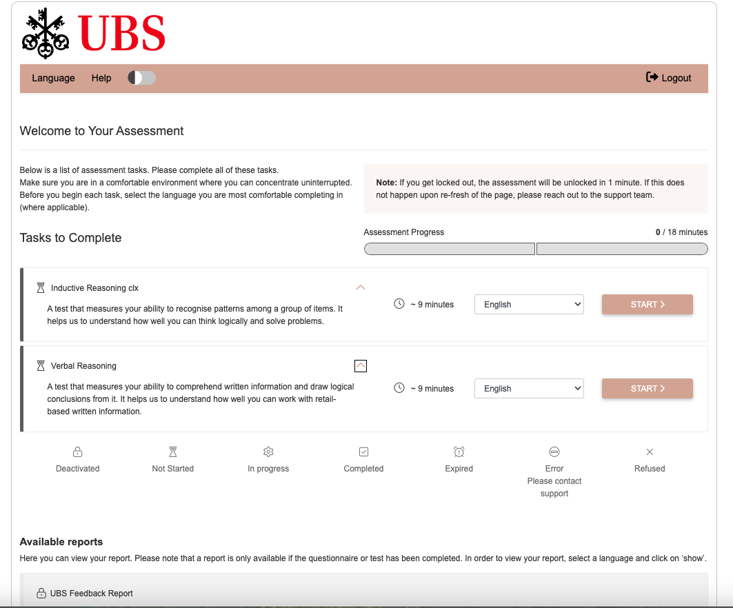 UBS Junior Talent Cognitive Assessment 2025 | Practice Tests